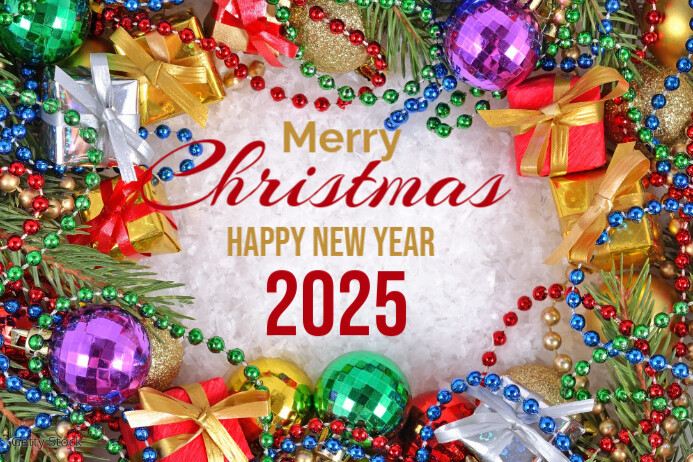 3d Merry Christmas 2025 Label Template | PosterMyWall