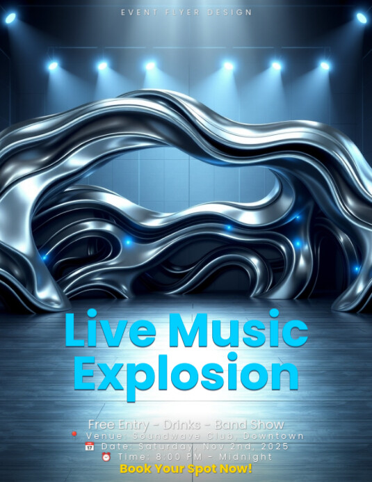 Modèle 3D Metallic Music Show Flyer Design Template | PosterMyWall
