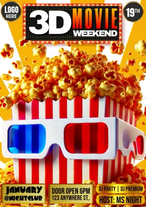 3d Movie Weekend Template | PosterMyWall