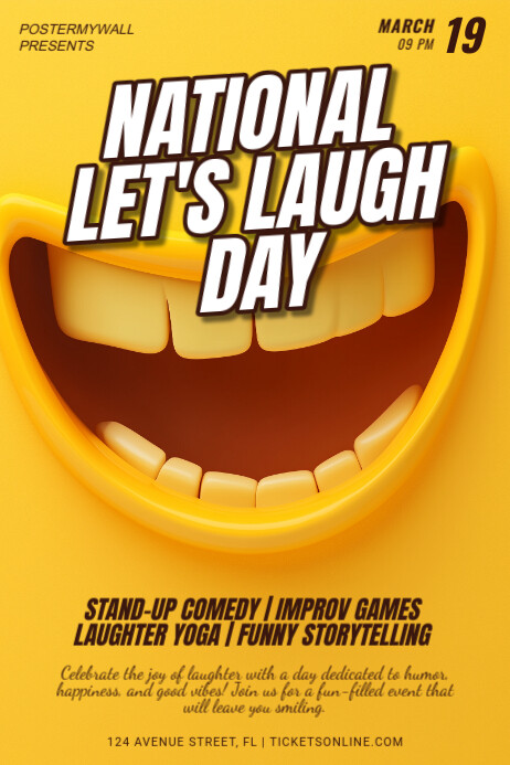 3d National Let's Laugh Day Event Poster Template | PosterMyWall