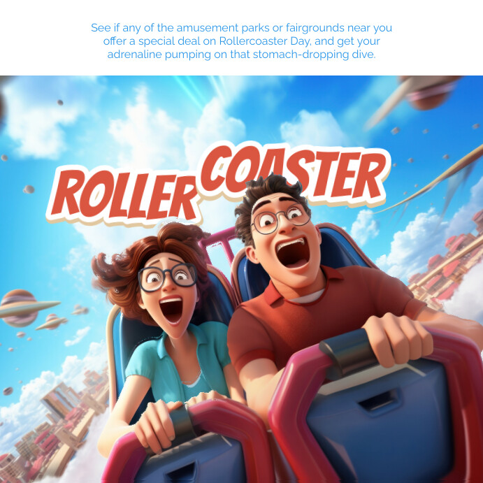 Plantilla de 3d National Roller Coaster Day Instagram Post | PosterMyWall