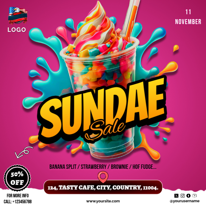 3d National Sundae Day Instagram Post Template | PosterMyWall