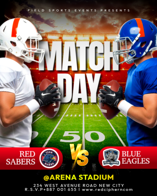 3d Nfl Match Day American Football Superbowl Game Schedule Team Vs Team ...