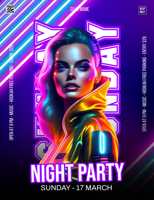 3d Night Party Flyer (us Letter) Template | PosterMyWall