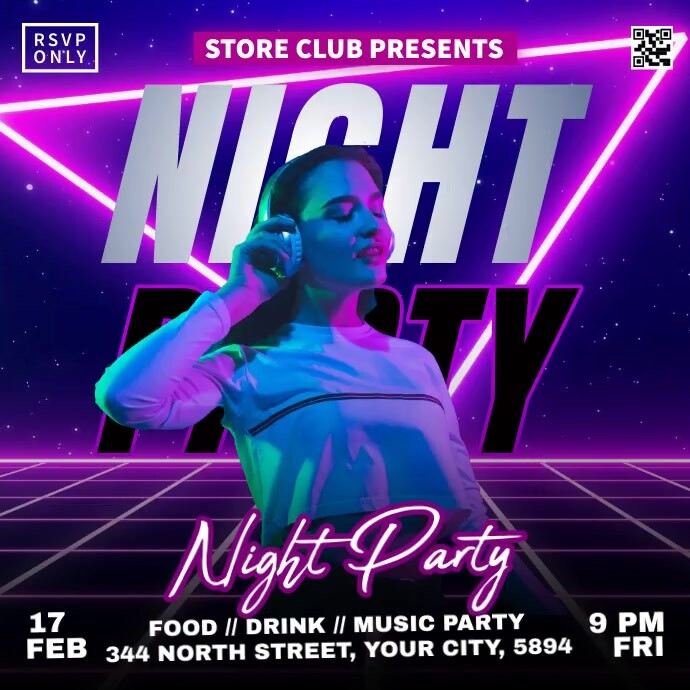 Plantilla de 3d Night Party Instagram Post | PosterMyWall