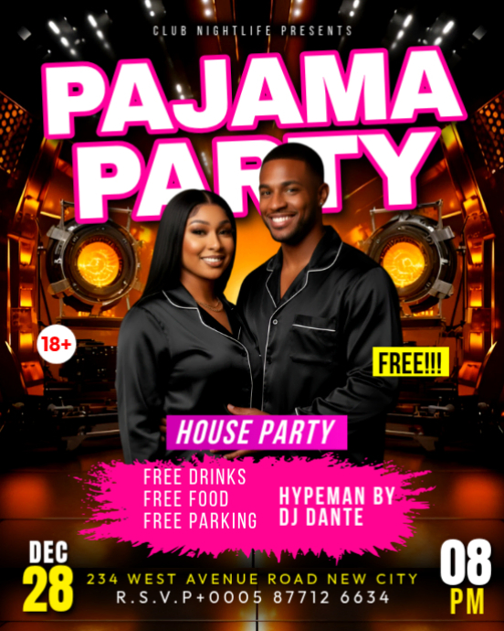 3d Pajama Party Sleepover Pj Pyjama Birthday Slumber Couple Night Event ...