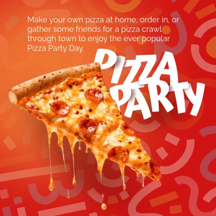 3d Pizza Party Day Instagram Post Template | PosterMyWall