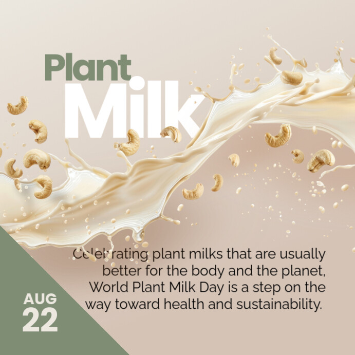 3d Plant Milk Day Instagram Post Template | PosterMyWall