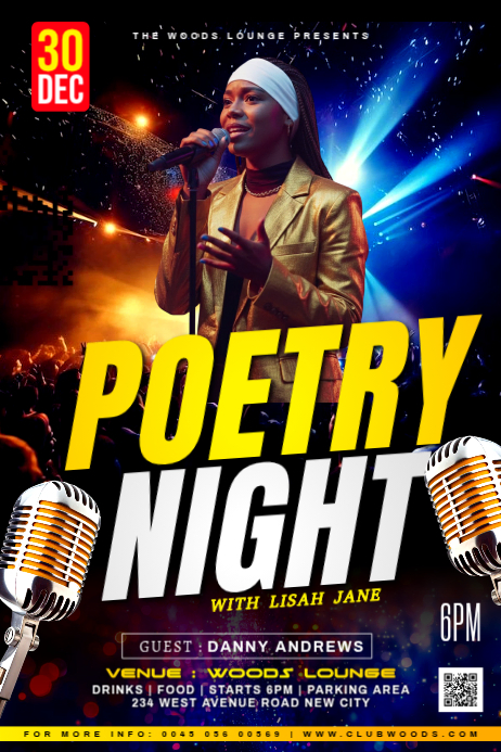 3d Poetry Night Open Mic Spoken Word Poem Reading Event Invitation ...