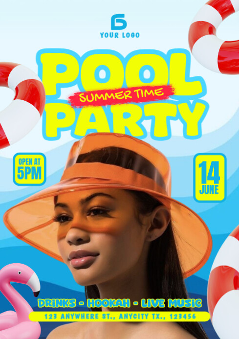 3d Pool Party Summer Time A4 Template | PosterMyWall