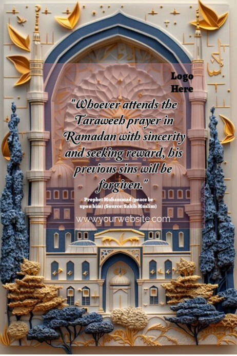 Plantilla de 3d Ramadan Taraweeh Mosque Quote Poster | PosterMyWall