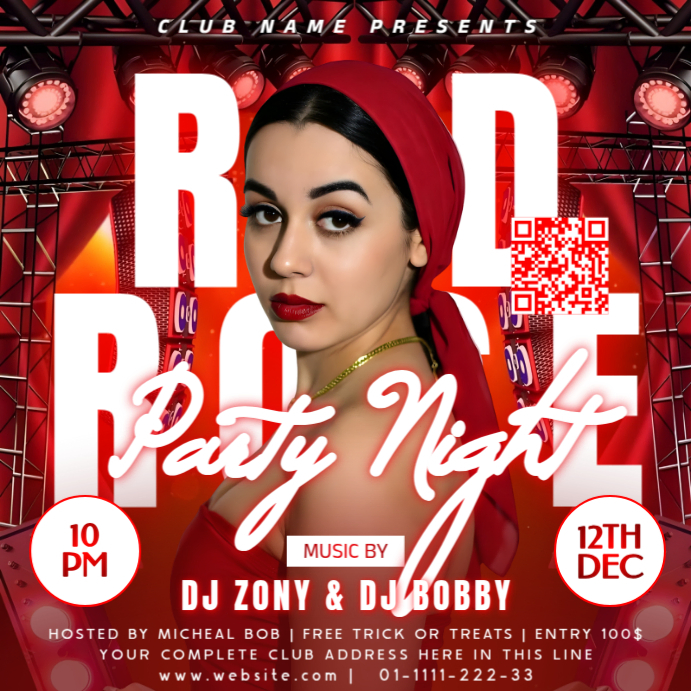 3d Red Party Night Instagram Post Template | PosterMyWall