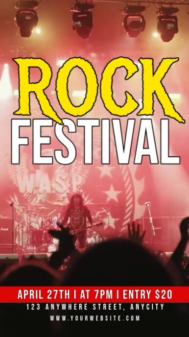 3d Rock Festival Digital Display (9:16) Template | PosterMyWall