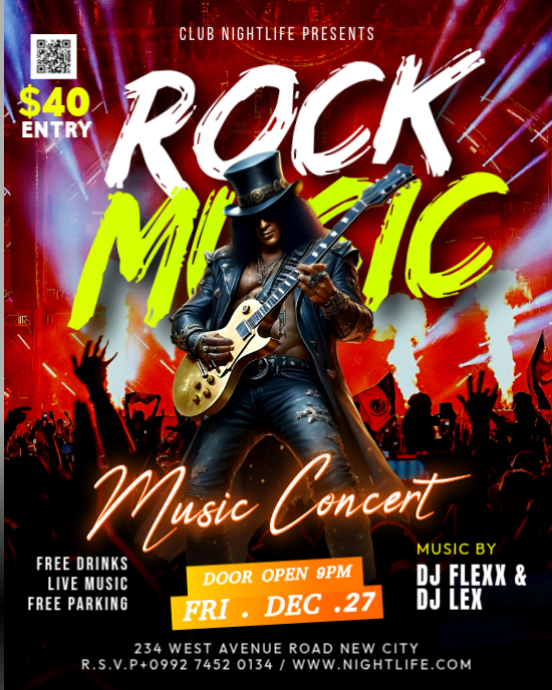 3d Rock Music Concert Live Guitar Band Performance Festival Background ...