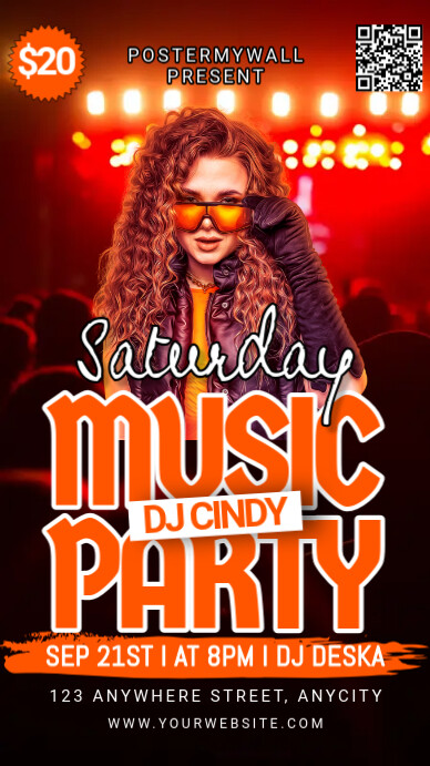 3d Saturday Music Party Tampilan Digital (9:1 Template | PosterMyWall