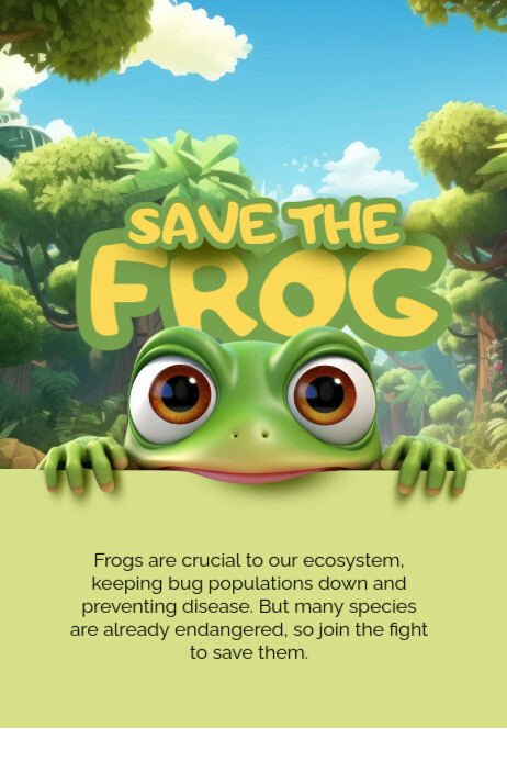Plantilla de 3d Save The Frog Poster | PosterMyWall