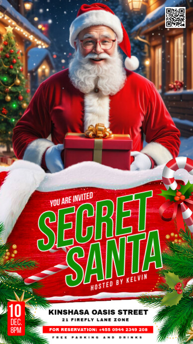 3d Secret Santa Christmas Event Flyer Template | PosterMyWall