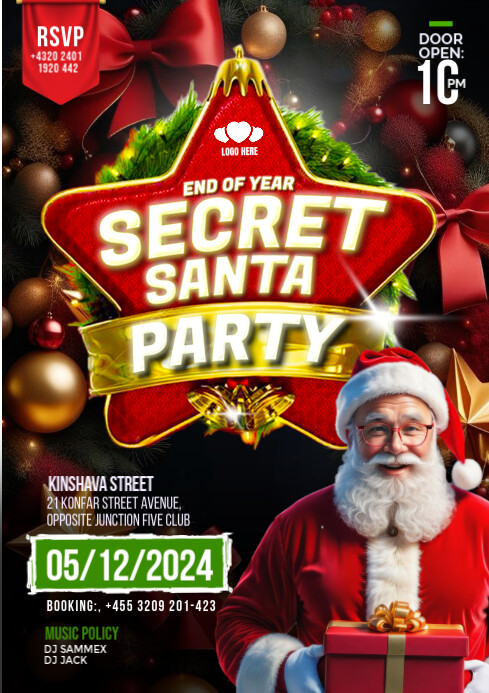 Plantilla de 3d Secret Santa Christmas Party Event Flyer | PosterMyWall