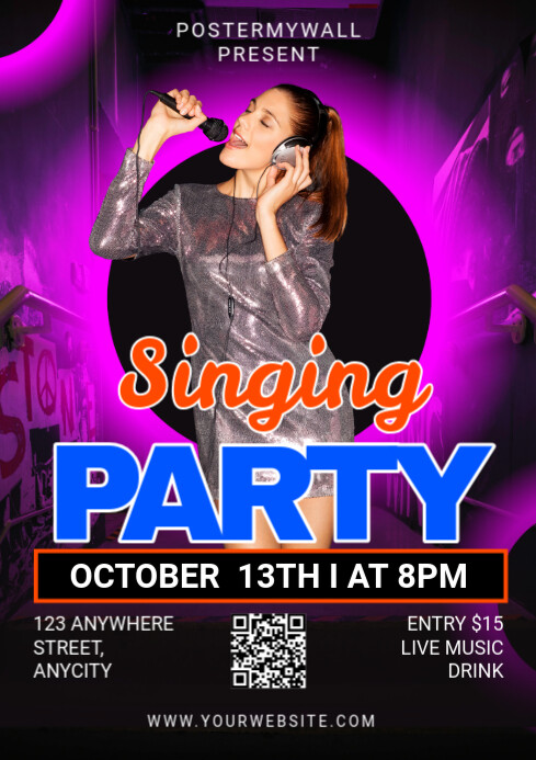 3d Singing Party A2 Template | PosterMyWall