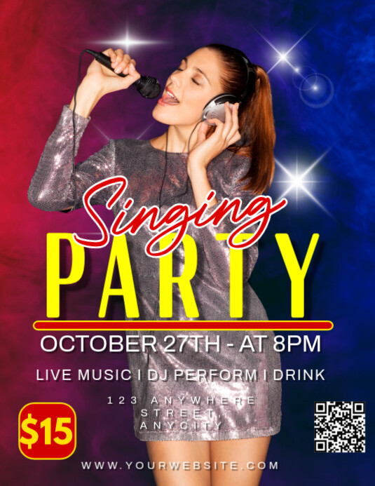 Copy of 3d Singing Party Flyer (us Letter) | PosterMyWall