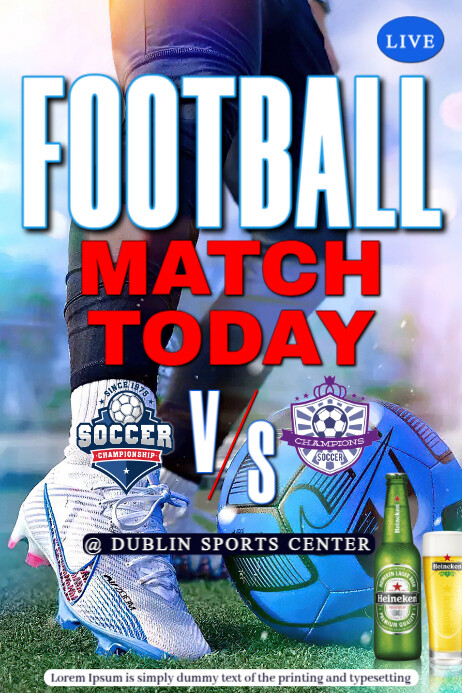 3d soccer Match Template Design Poster | PosterMyWall