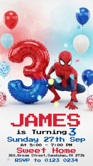 3d Spiderman Birthday Party Instagram Story Template | PosterMyWall