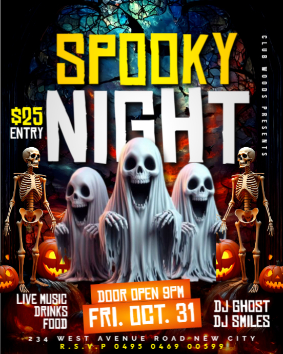 3d Spooky Night Halloween Club Lounge Dj Music Party Event ...
