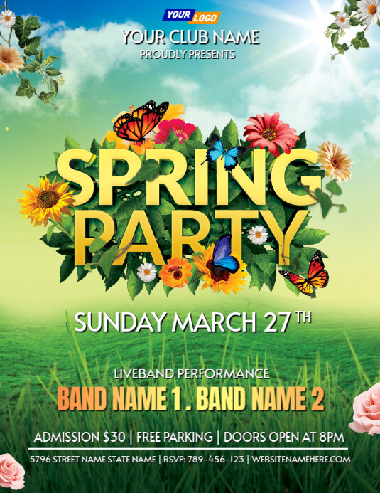 3D Spring Party Invitation Flyer Template | PosterMyWall