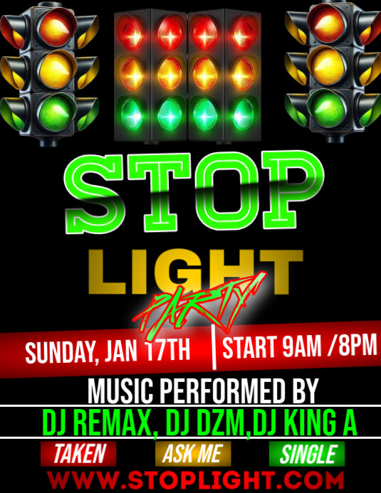 3d Stop Light Party Flyer (us Letter) Template | PosterMyWall