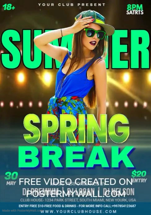 3d Summer Spring Break A4 Video Template | PosterMyWall