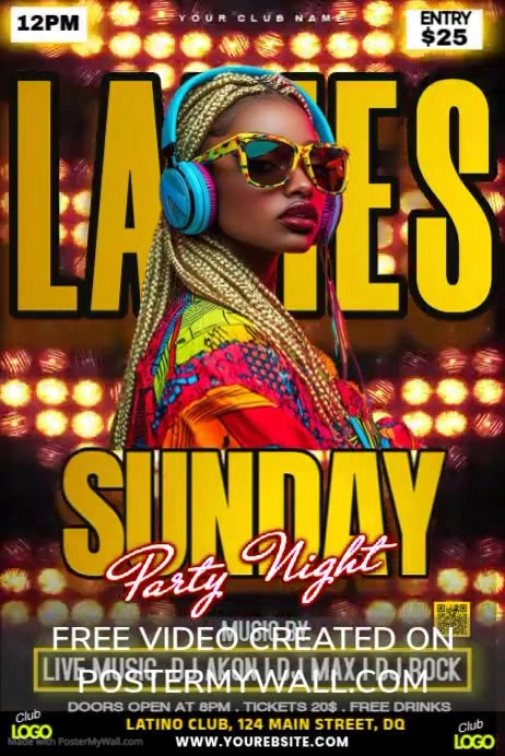 3d Sunday Ladies Night Party Poster Template | PosterMyWall