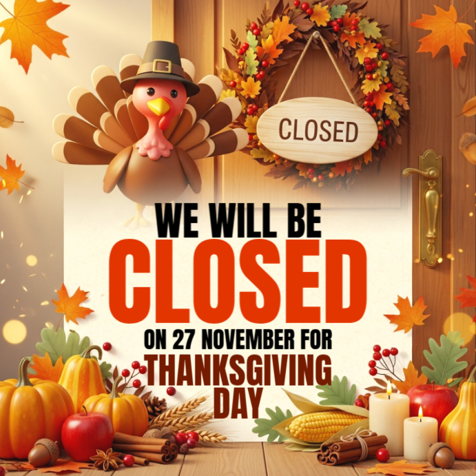 3d Thanksgiving Closure Instagram Post Template | PosterMyWall