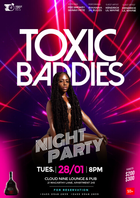 3D Toxic Baddies Club Party Event Flyer A4 Template | PosterMyWall