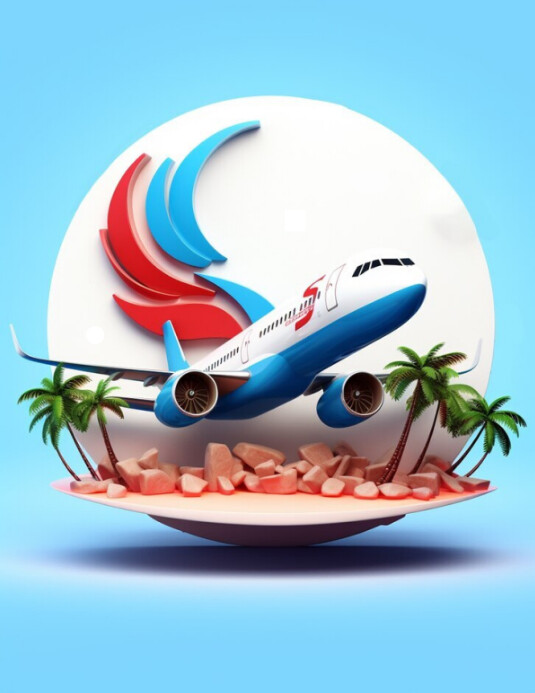 Copy of 3d travel icon-with airplane | PosterMyWall