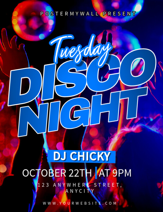 3d Tuesday Disco Party Pamflet (letter As) Template | PosterMyWall