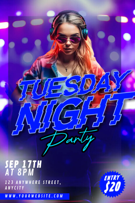 3d Tuesday Night Party Poster Template | PosterMyWall