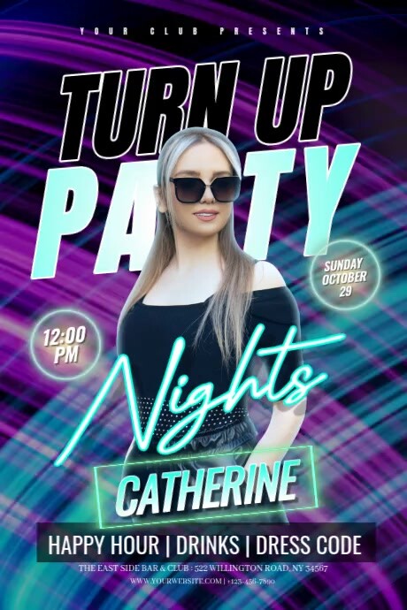 3d Turn Up Night Party Poster Template | PosterMyWall