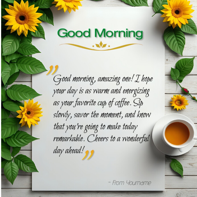 3d Typographic green yellow Good Morning quote message Instagram Post ...
