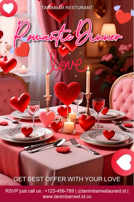 3d Valentine’ Dinner Poster Template | PosterMyWall