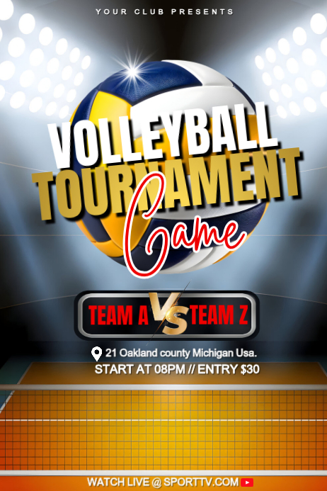 3d Volleyball Tournament Game Poster Template | PosterMyWall