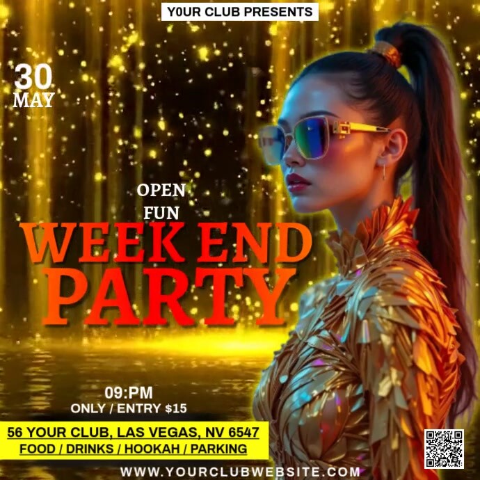 3d Weekend Party Instagram Post Template | PosterMyWall