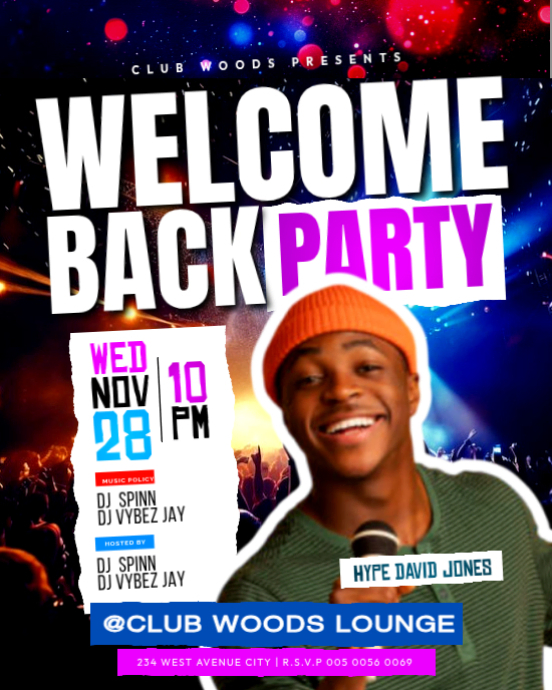 Plantilla de 3d Welcome Back Party Homecoming Reunion Graduation ...