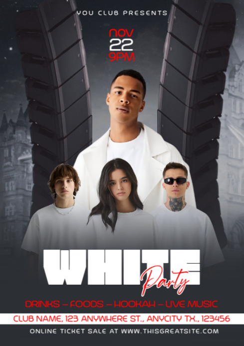 3d White Party A4 Template | PosterMyWall