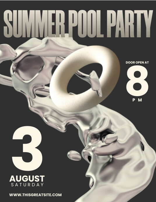 Modèle 3d White Summer Pool Party Splash Flyer (us L | PosterMyWall