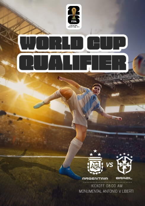3d World Cup Qualifier Argentina Match A4 Template | PosterMyWall