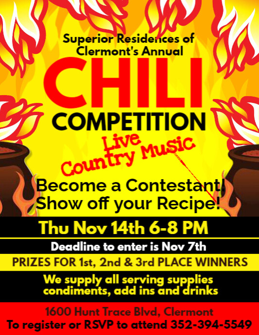 Yellow Chili Cook Off Competition Flyer | PosterMyWall