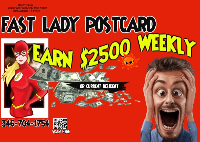 FAST LADY POSTCARD FRONT | PosterMyWall