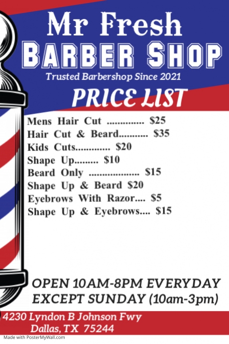 Copia de Barber Shop Price List Poster | PosterMyWall