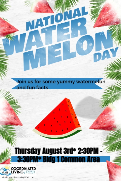 National Watermelon Day Party Template | PosterMyWall