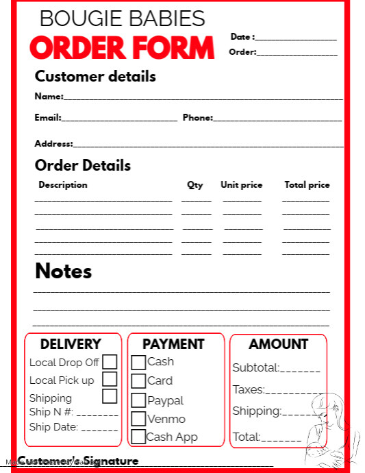 Retail Order Form Printable Template | PosterMyWall